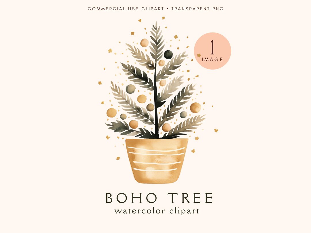 Boho Christmas Tree Clipart | Christmas Tree Png | Merry Christmas ...