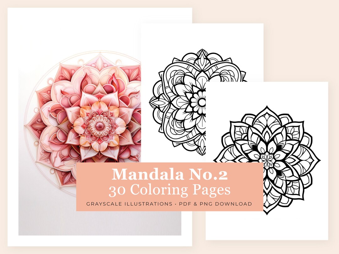Printable Mindfulness Coloring Book | Mandala No2 | 30 Coloring Pages ...
