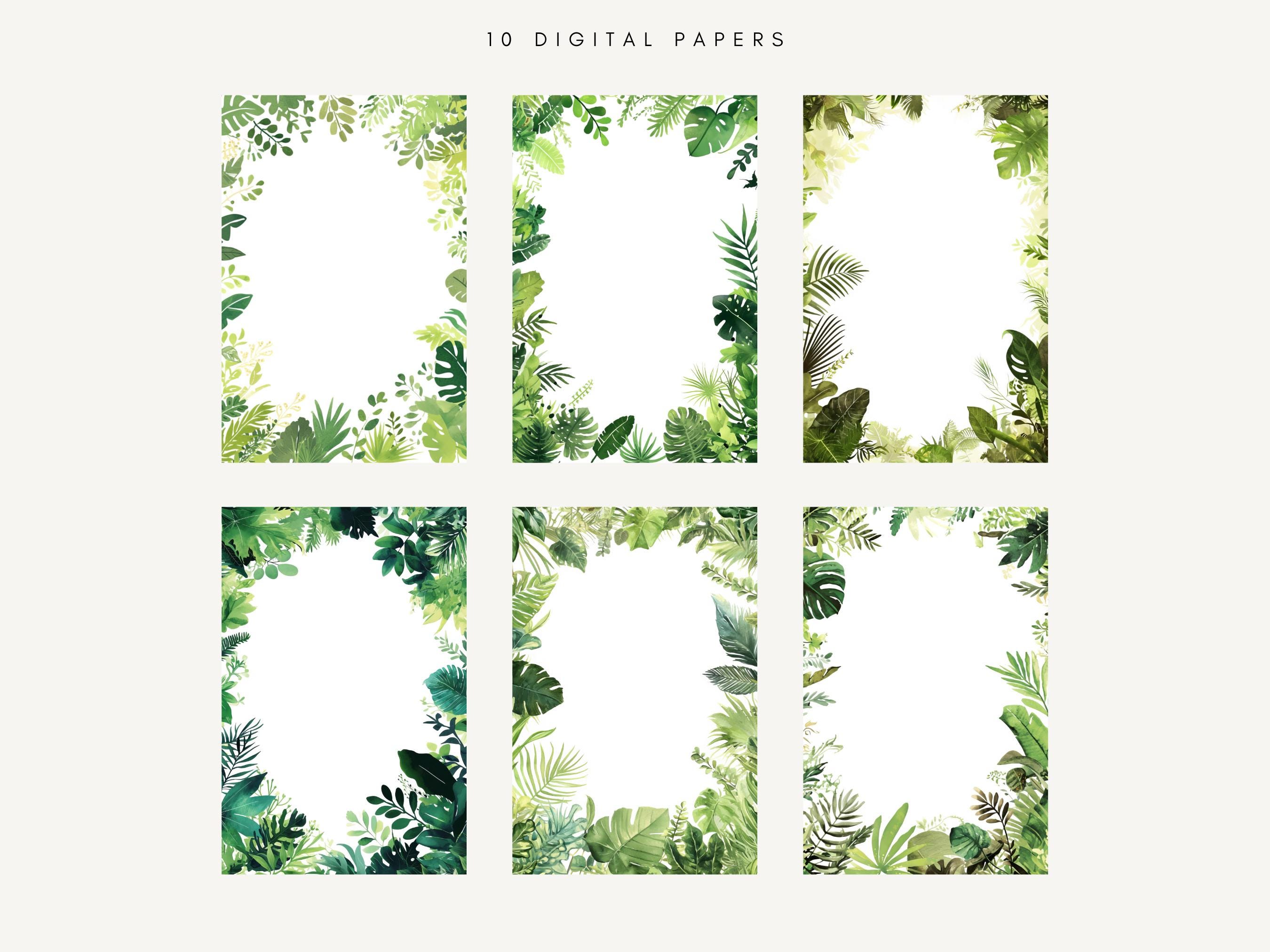 Jungle Theme Digital Papers Background | Tropical Watercolor Bundle ...
