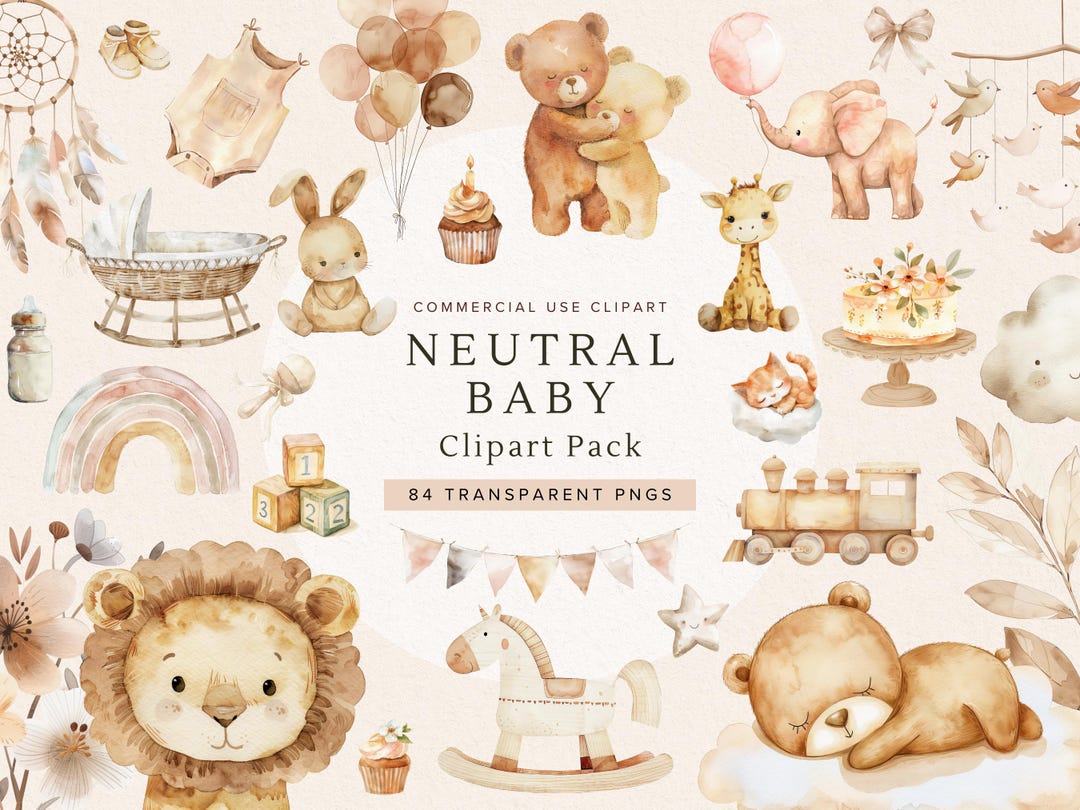 Gender Neutral Baby Clipart | Cute Baby Shower Decor | DIY Baby Nursery ...