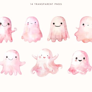 Pink Ghost Clipart | Cute Halloween Art | Watercolor Digital Download ...