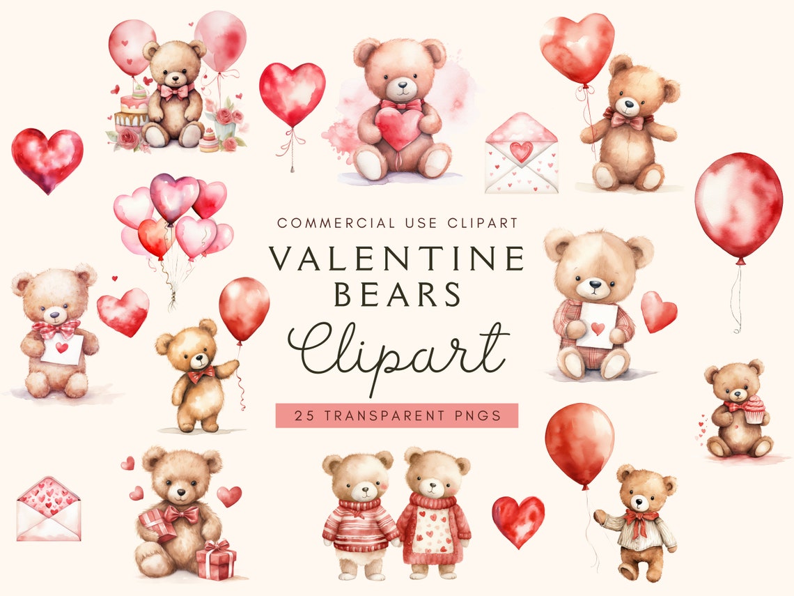 Red Valentine Bears Teddy Bear Clipart Valentines Bear Clipart ...