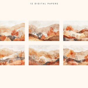 Autumn Landscape Digital Papers | Fall Decor | Abstract Landscape ...