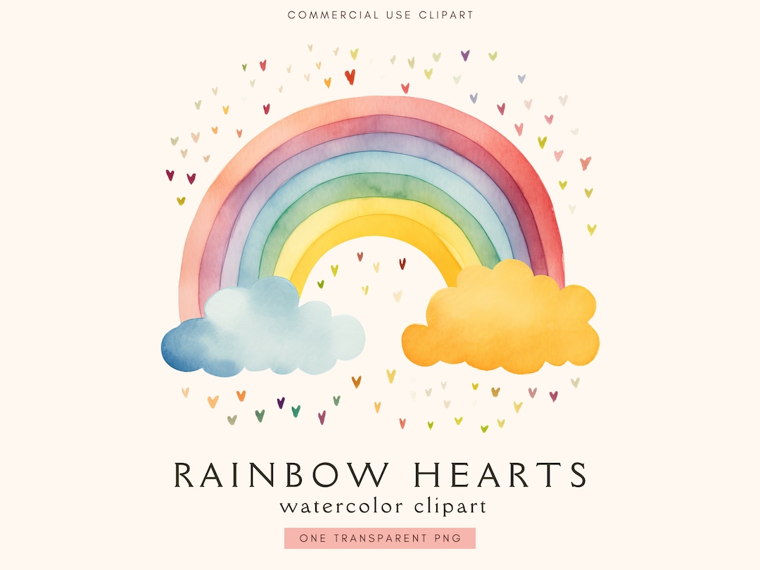 Rainbow Hearts Clipart | Watercolor Clip Art | Rainbow Heart Cloud Png ...