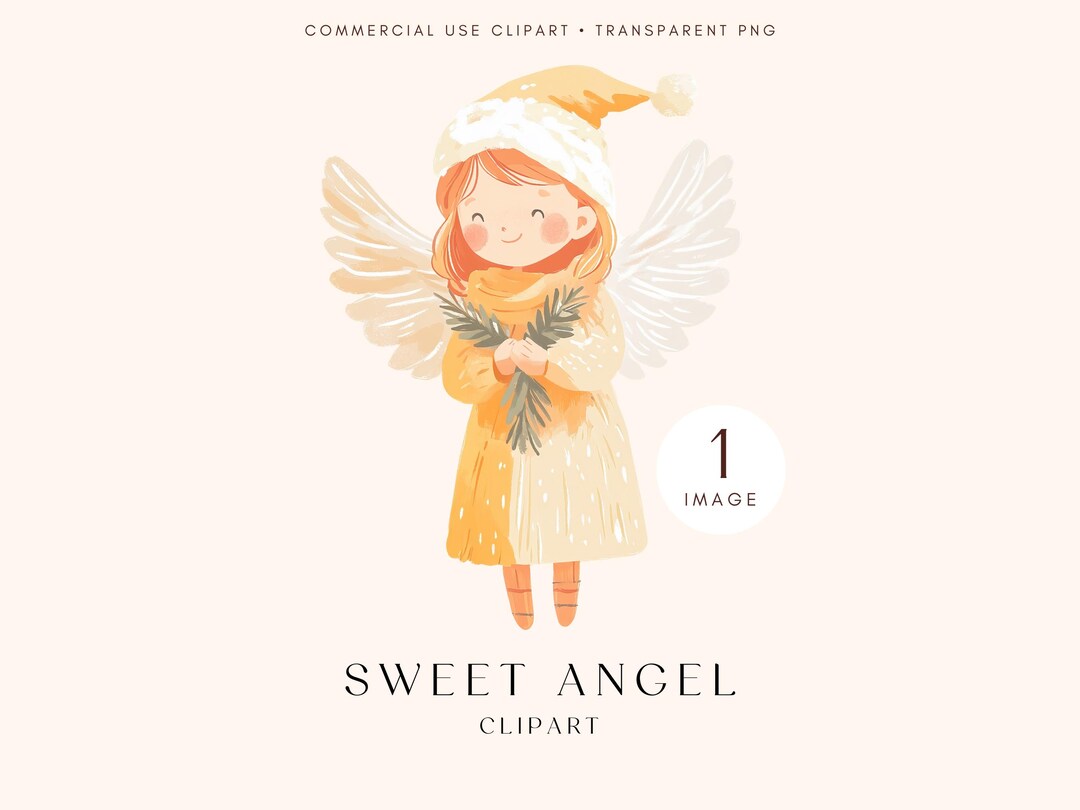 Retro Christmas Angel Clipart | Cute Christmas Angel PNG | Whimsical ...