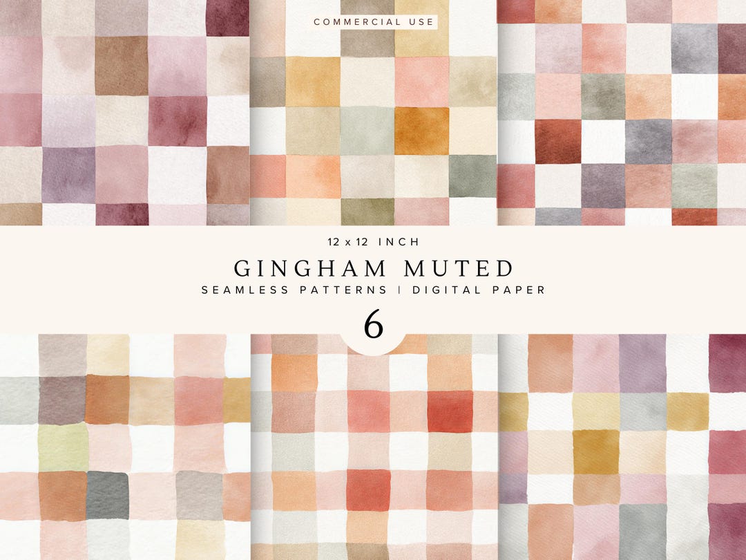 Muted Gingham Seamless Patterns | Soft Pastel Check Digital Paper ...
