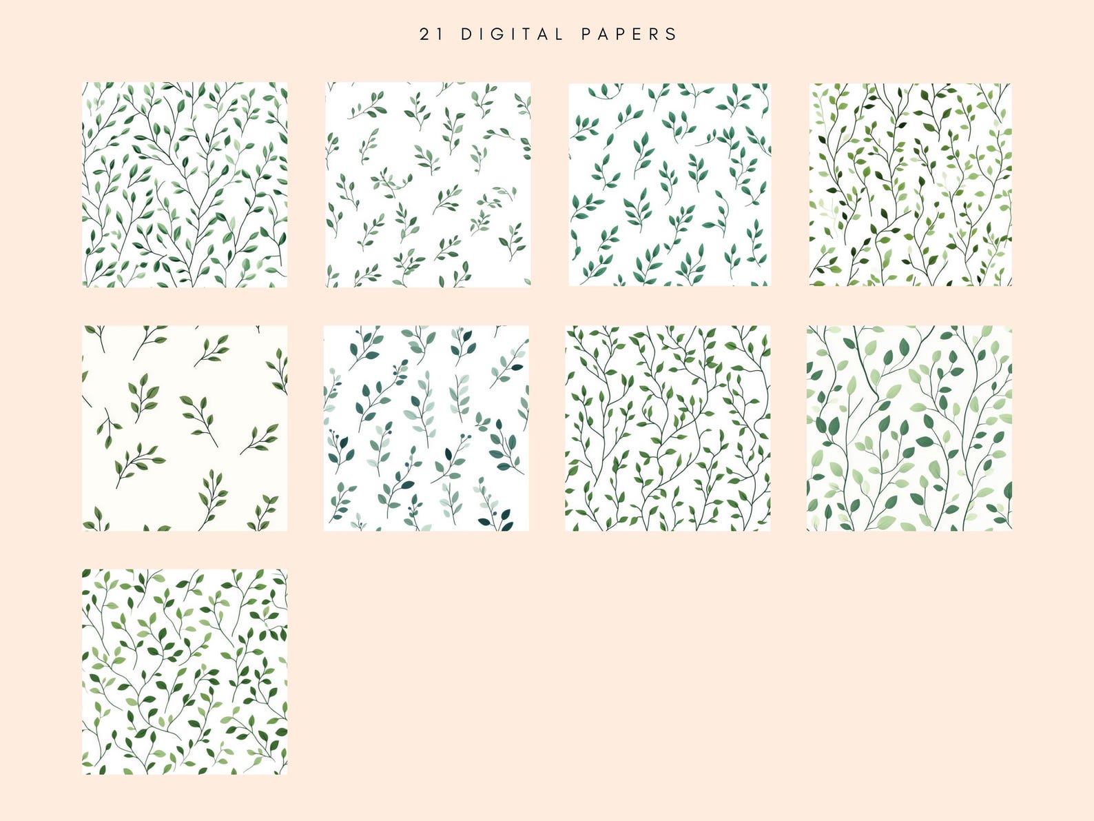 Greenery Seamless Paper Pattern | Green Leaves | Digital Paper ...