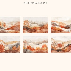 Autumn Landscape Digital Papers | Fall Decor | Abstract Landscape ...