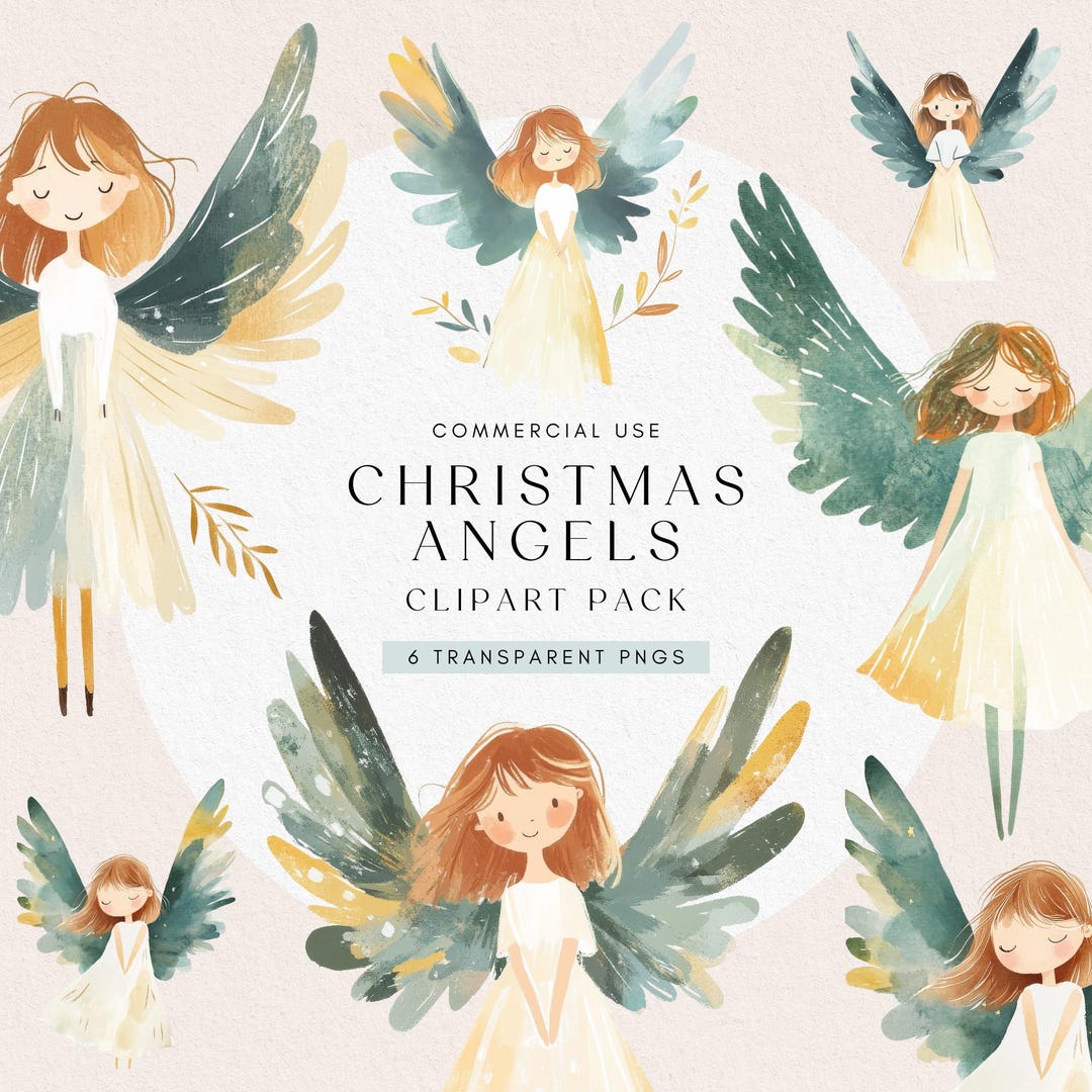 Watercolor Clipart Angel | Whimsical Angel Clipart | Cute Decor ...