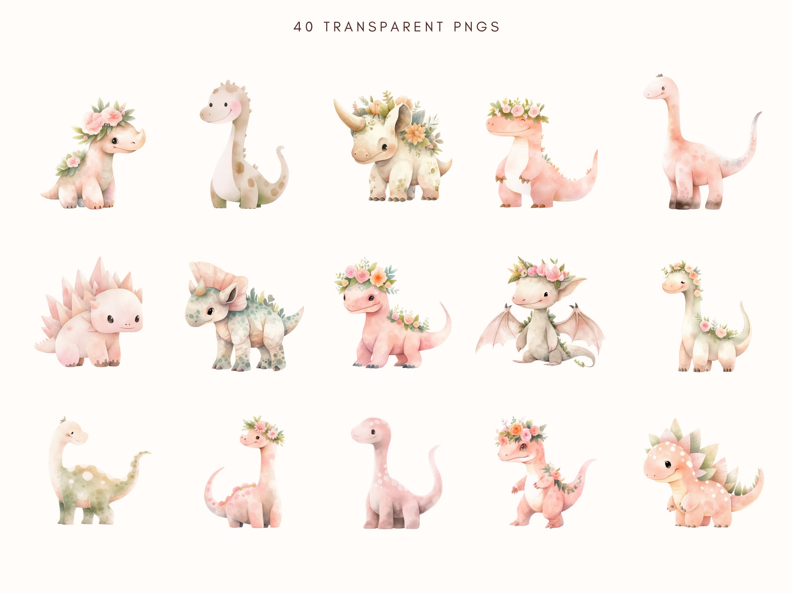 Girly Dinosaur Clipart | Pink Dino Png | Baby Shower | Transparent ...