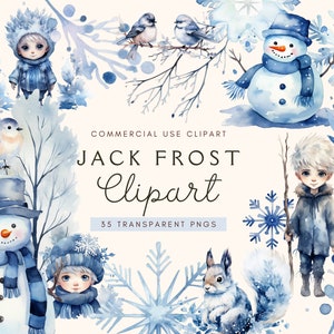 Jack Frost Clipart Set Winter Snowman Snowflakes Instant Download ...