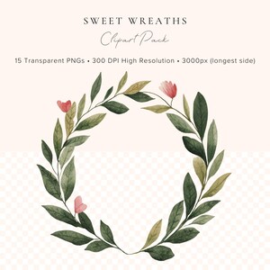 Watercolor Pink Floral Wreath Clipart | Botanicals | Wedding Graphic ...