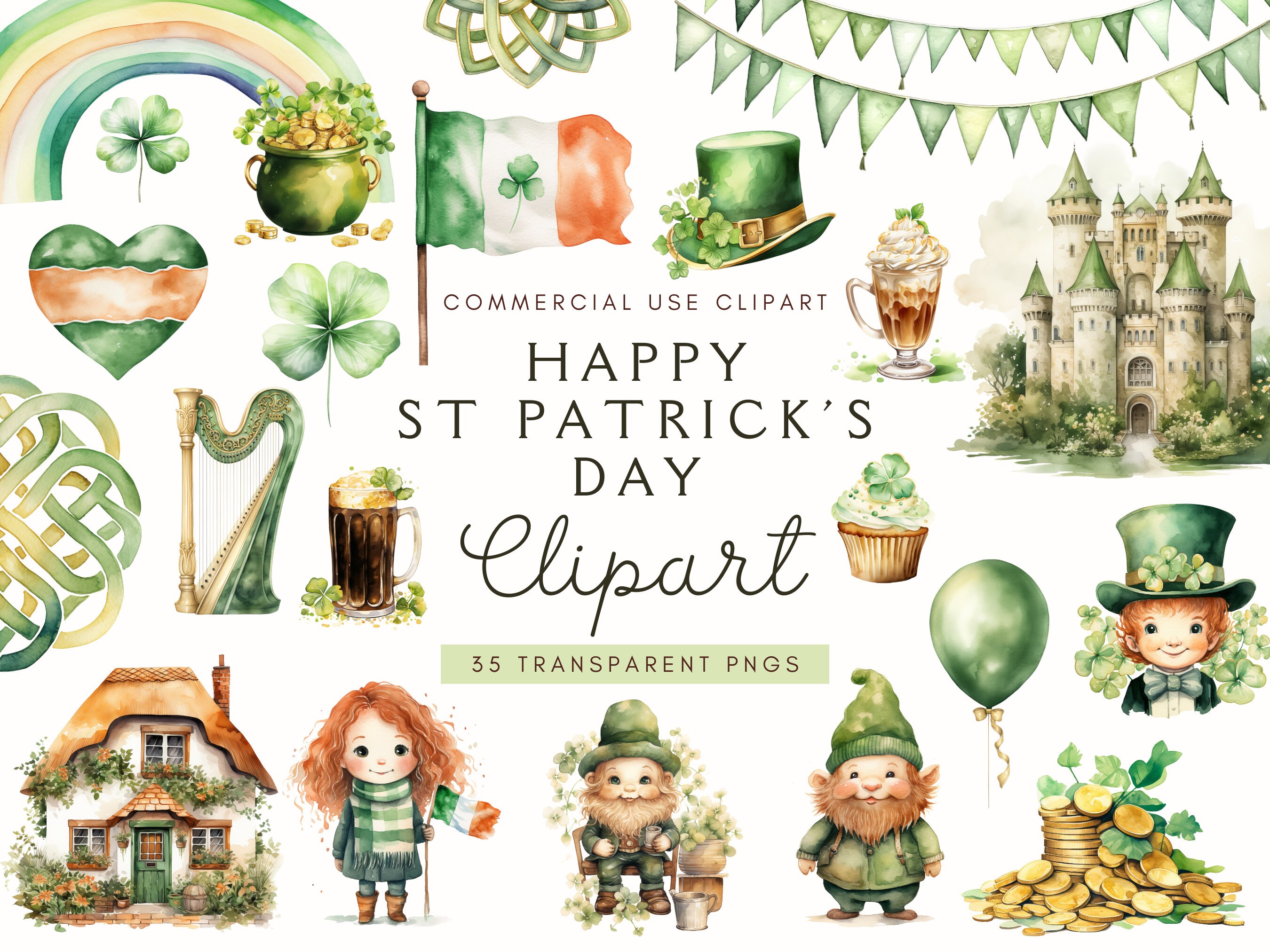Happy St Patricks Day Background Clipart Watercolor St Patricks Day ...