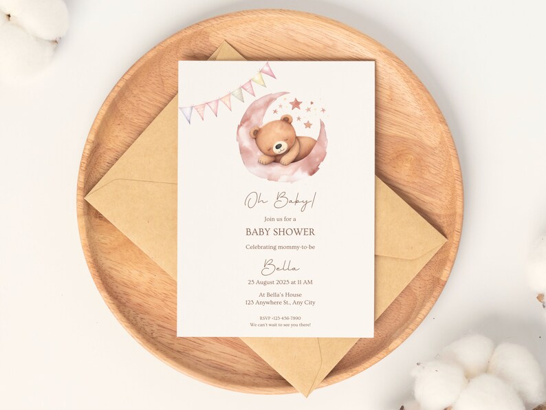 Sleeping Teddy Bears Clipart | Pink | Watercolor Baby Bear | Clip Art ...