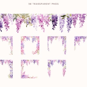 Wisteria Clipart | Watercolor | Wisteria Floral Clip Art | Png Floral ...