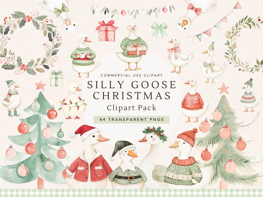 Silly Goose Christmas Clipart | Funny Holiday PNG | Cute Goose Design ...