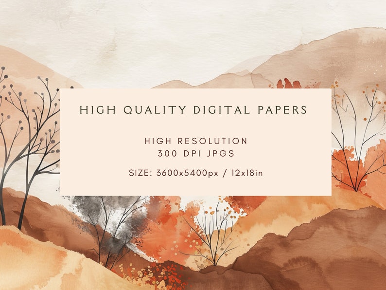 Autumn Landscape Digital Papers | Fall Decor | Abstract Landscape ...