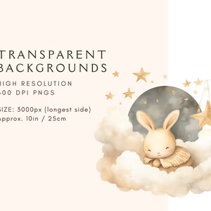 Sleeping Baby Bunnies Clipart | Cute Watercolor Bunny Png | Boho Bunny ...
