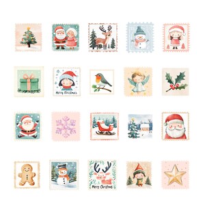 Christmas Postage Stamps Clipart | Vintage Santa Mail | Printable ...