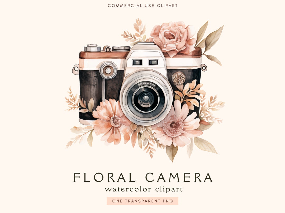 Floral Camera Clipart | Photographer | Photography Logo | Vintage ...