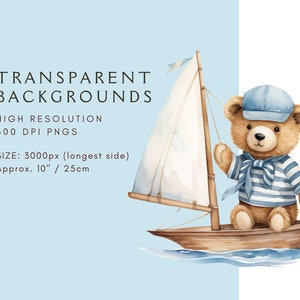 Cute Sailor Teddy Bear Clipart | Nautical Nursery | Under the Sea ...