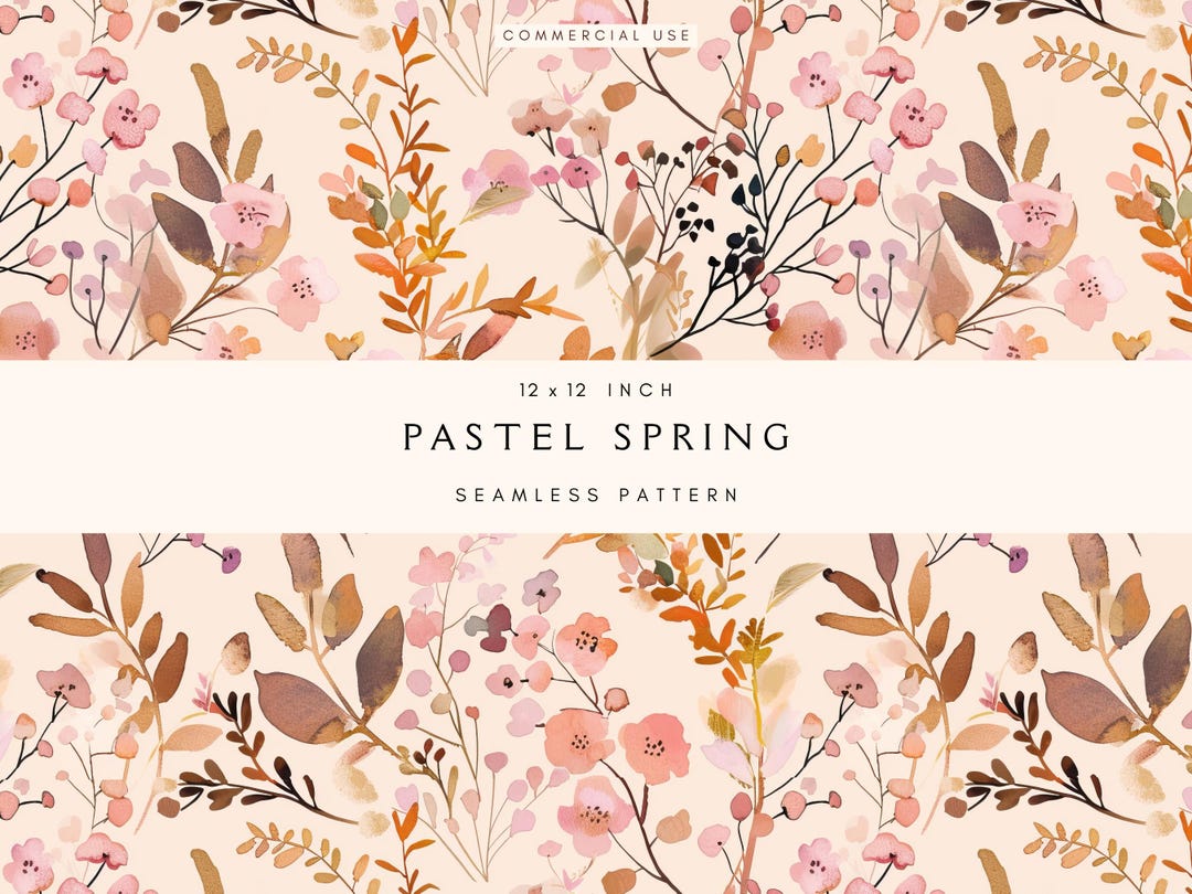 Seamless Spring Wildflowers Watercolor | Pastel Floral Seamless Pattern ...