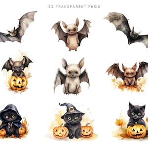 Cute Halloween Clipart Set | Ghosts Spiders Witch Bats | Instant ...
