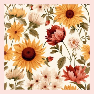Sunflowers Seamless Pattern | Repeat Pattern | Repeating File | Yellow ...