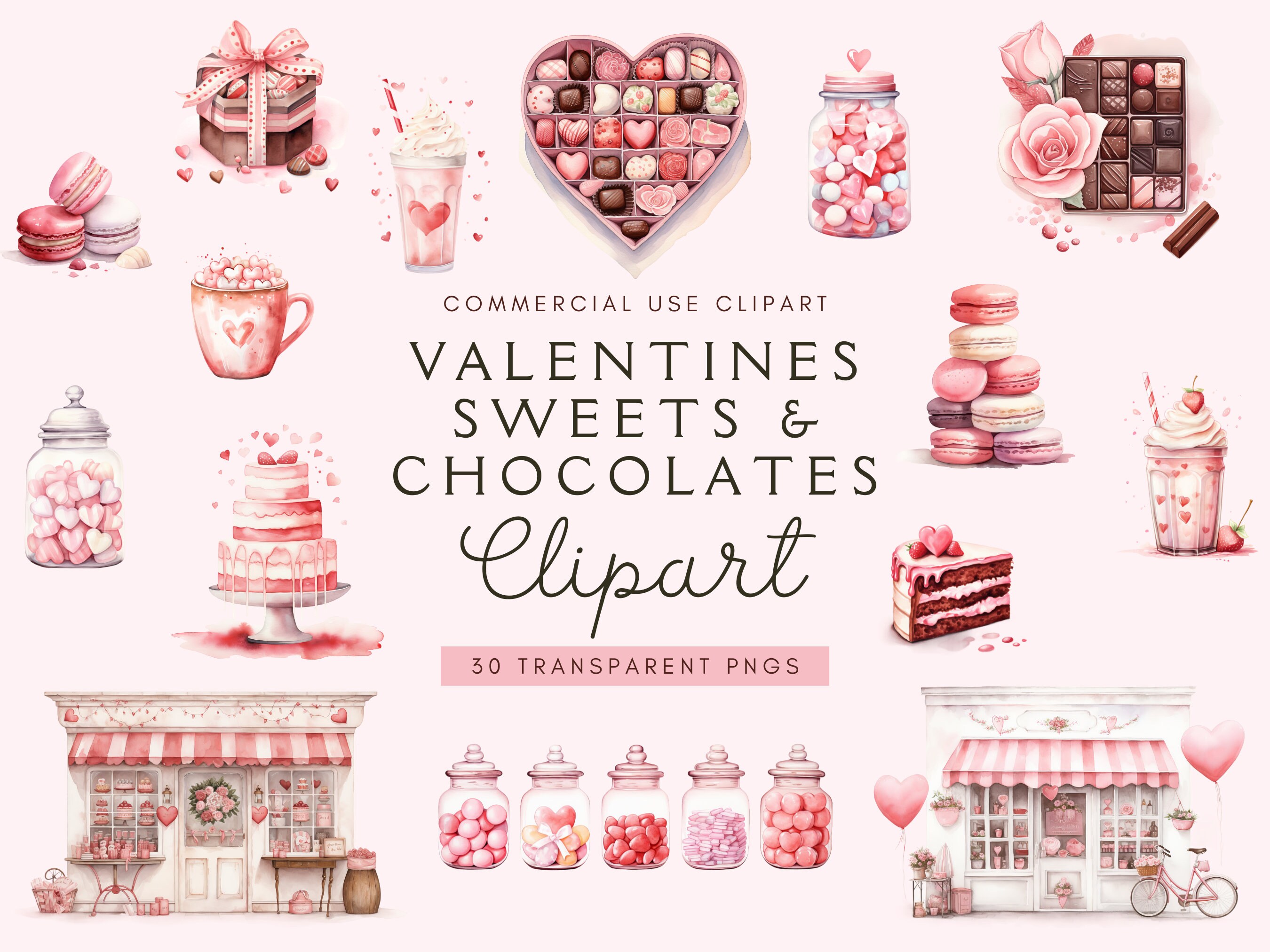 Valentines Sweets Chocolates Clipart Watercolor Chocolate Clipart ...
