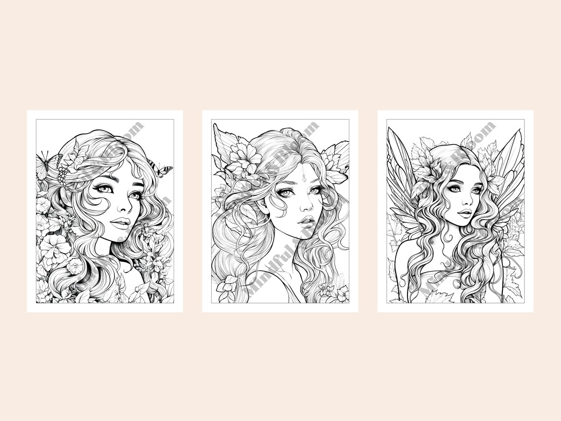 Printable Mindfulness Coloring Book Fairies Coloring Pages Adult ...