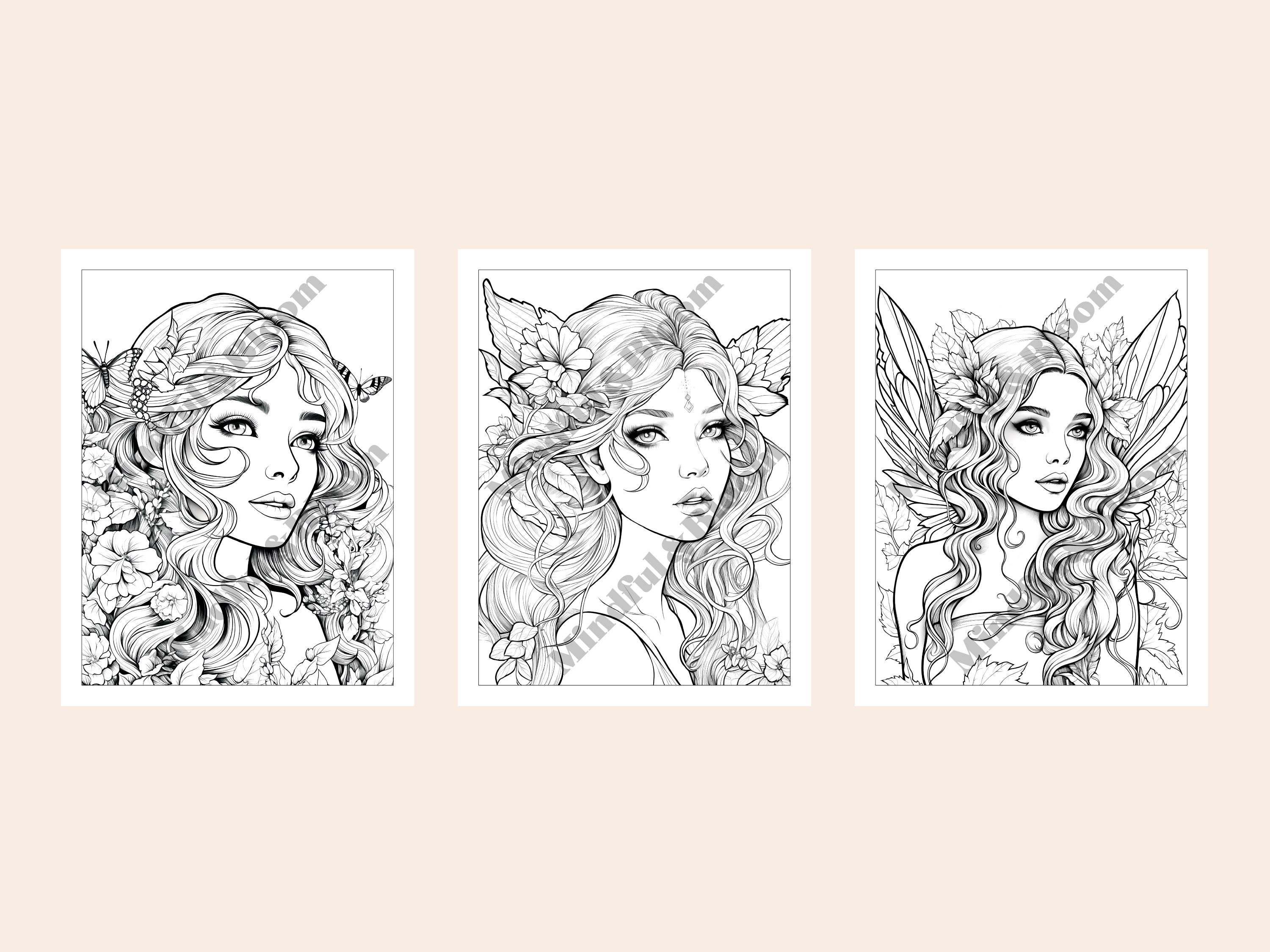 Printable Mindfulness Coloring Book Fairies Coloring Pages Adult ...