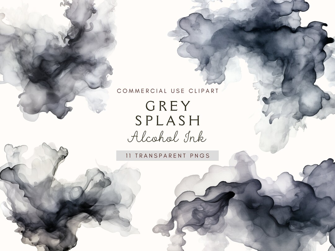 Grey Color Splash Clipart | Alcohol Ink Png | Watercolor Splash ...