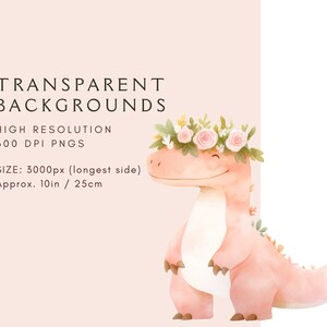 Girly Dinosaur Clipart | Pink Dino Png | Baby Shower | Transparent ...