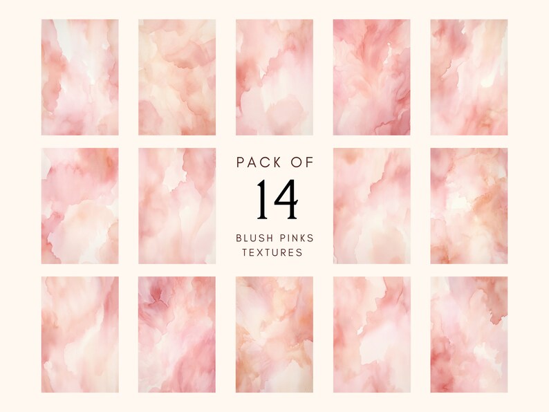 Watercolour Texture Pack Blush Pink Clipart, for Backgrounds, Digital ...