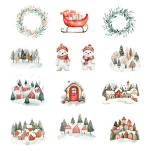 Cute Santa's Workshop Clipart | Watercolor Christmas Elves | Holiday ...