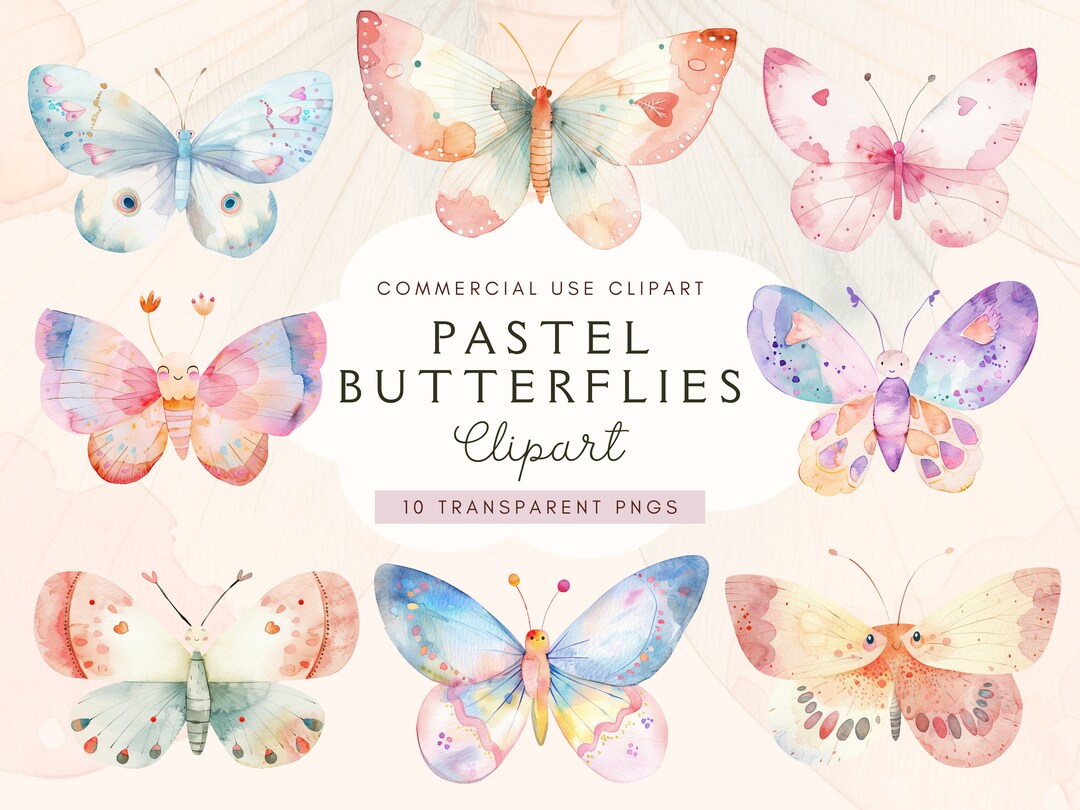 Watercolor Pastel Butterfly Clipart | Watercolor Butterflies Clip Art ...