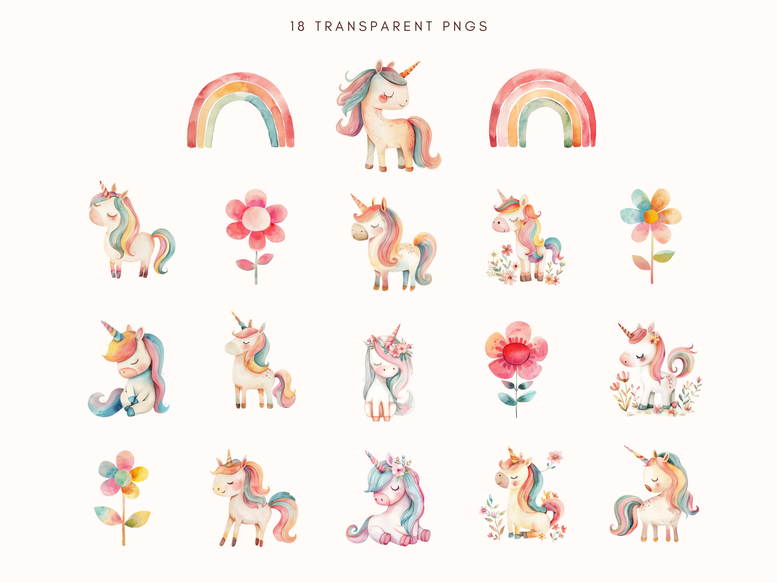 Pastel Unicorn Rainbow Clipart Digital Download Pastel Unicorns Rainbow ...