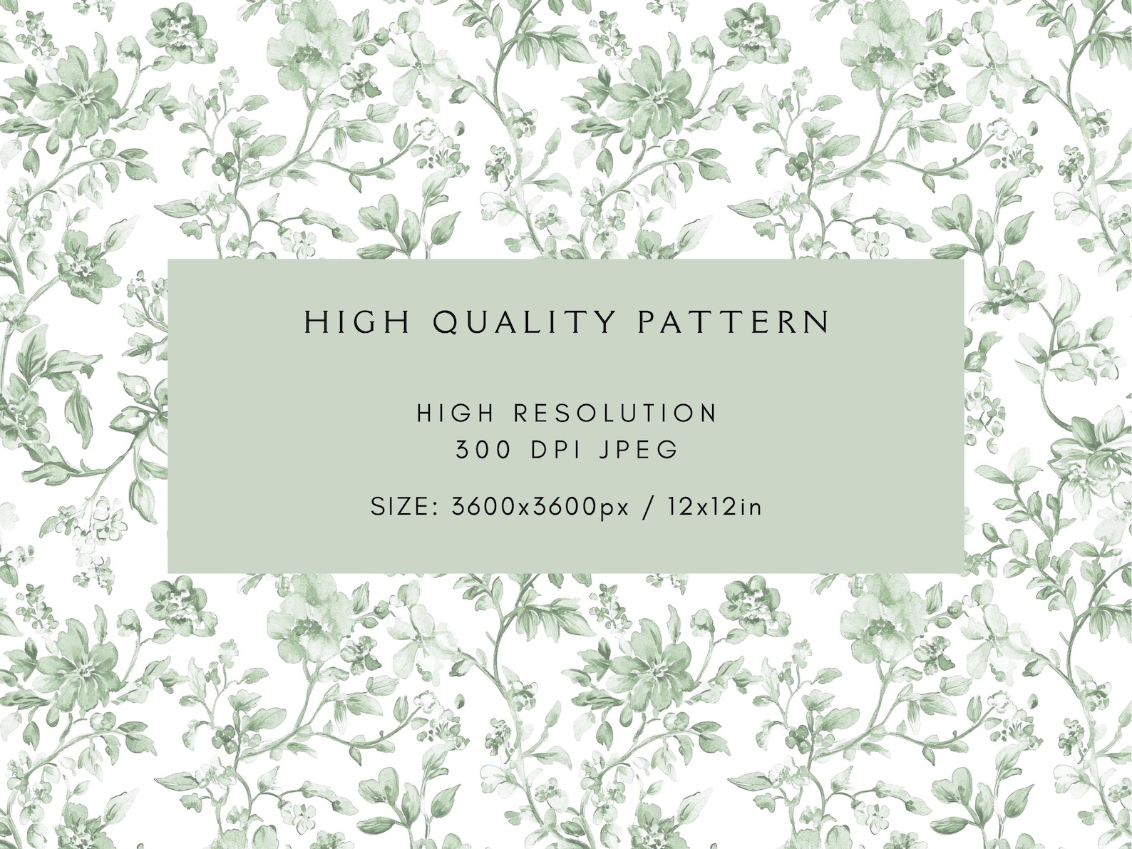 Green Toile Seamless Digital Paper | Vintage Floral Patterns for ...