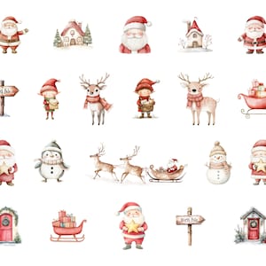 Cute Santa's Workshop Clipart | Watercolor Christmas Elves | Holiday ...
