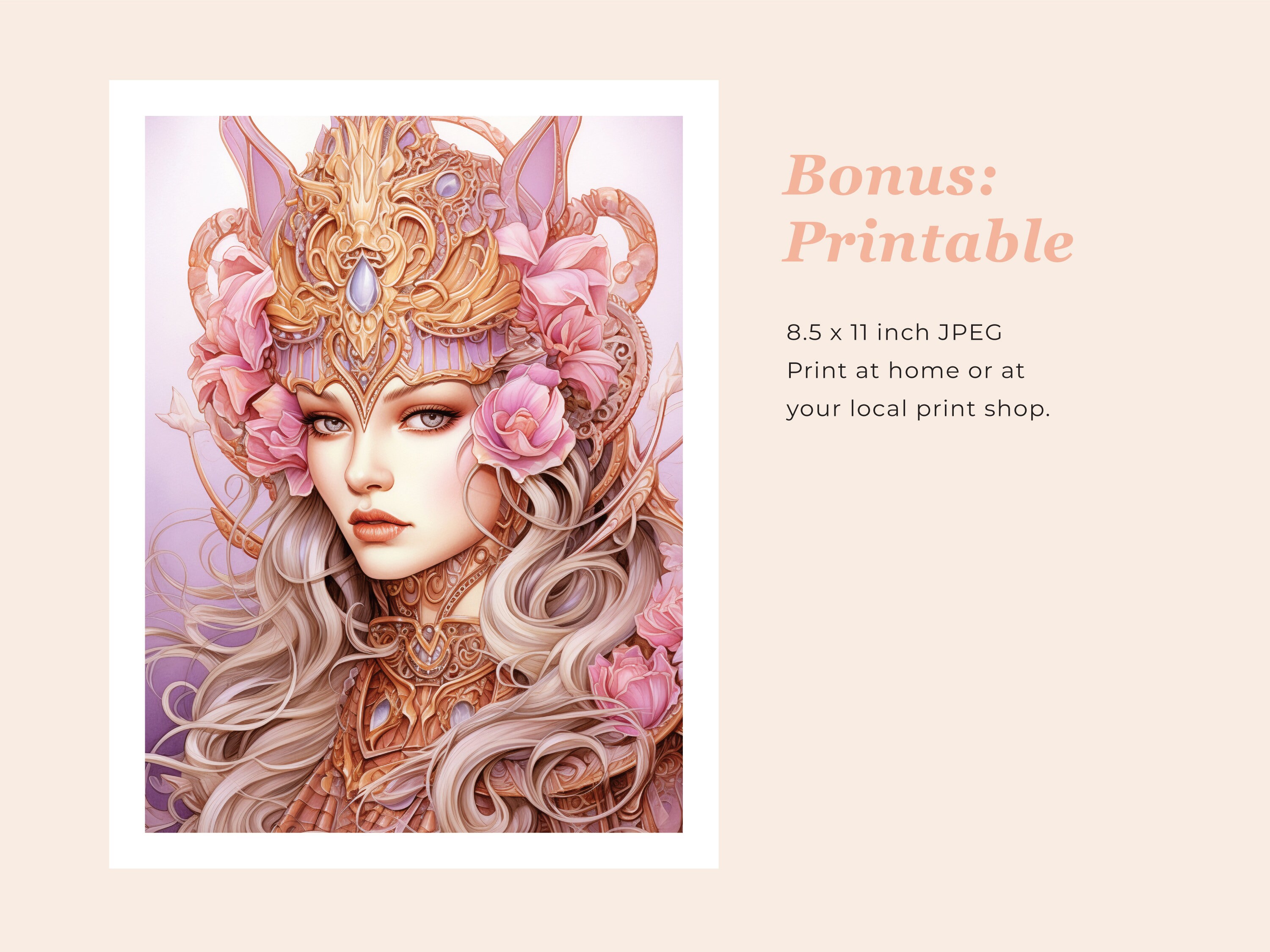 Printable Mindfulness Coloring Book Fantasy Queens 30 - Etsy