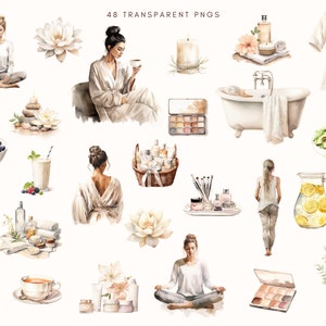 Spa Day Clipart | Self Care Clip Art | Watercolor | Planner Girl | Junk ...