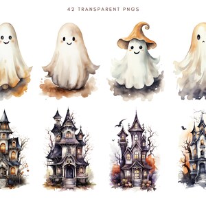 Cute Halloween Clipart Set | Ghosts Spiders Witch Bats | Instant ...