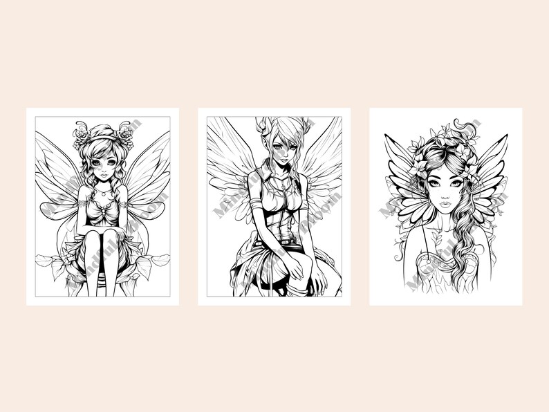 Printable Mindfulness Coloring Book Cute Fairies 30 Coloring Pages ...