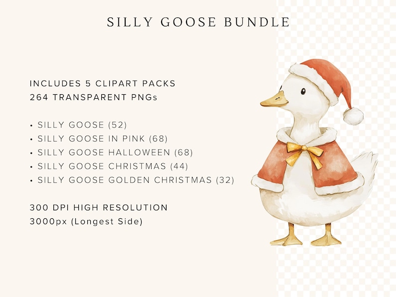Silly Goose Clipart Bundle | Funny Goose Pngs for Christmas, Halloween ...
