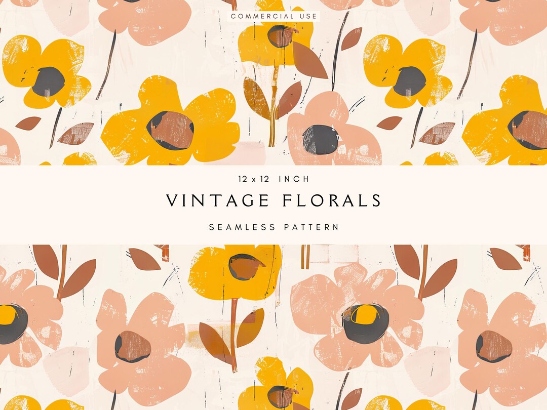 Retro Flower Seamless Pattern | Floral Repeating Pattern | Background ...