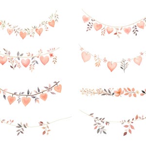 Peach Floral Hearts Clipart Bundle | Watercolor Heart PNG | Crafts ...
