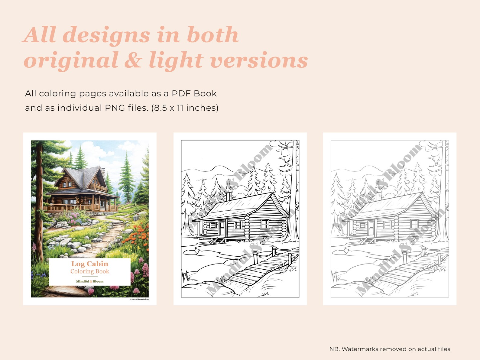 Printable Mindfulness Coloring Book Log Cabin Coloring Pages - Etsy
