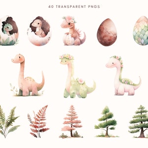 Girly Dinosaur Clipart | Pink Dino Png | Baby Shower | Transparent ...