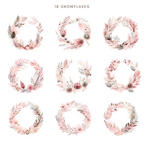 Pink Christmas Wreath Clipart | Merry Christmas | Holidays Watercolor ...