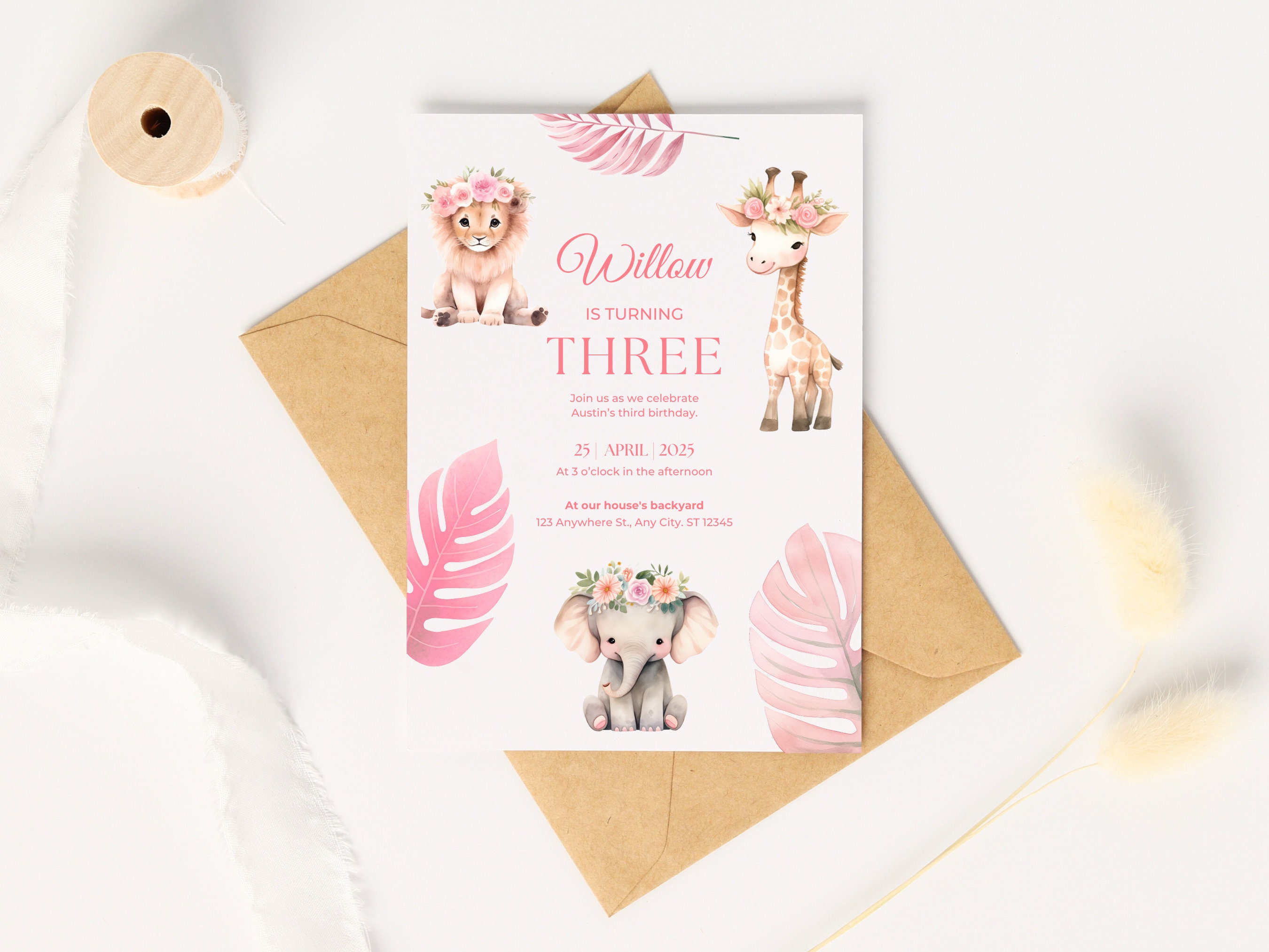 Pink Safari Animals Clipart | Baby Girl Clipart Png | Safari Nursery ...